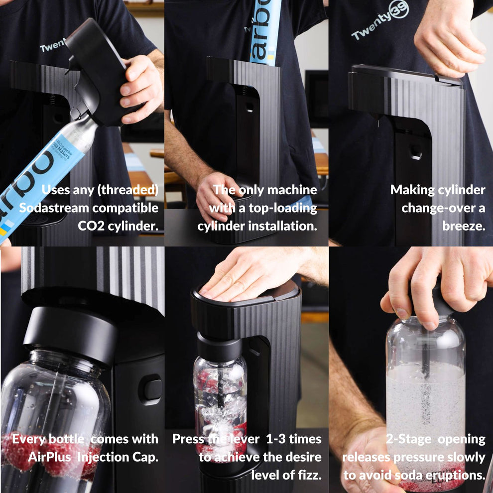 qarbo LUXE - Metal - Sparkling Water Maker with two CO2 Cylinders – Twenty-39